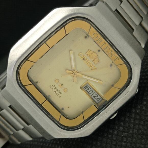 Orient | Accessories | Vintage 974 Square Orient Automatic Mens Silver ...